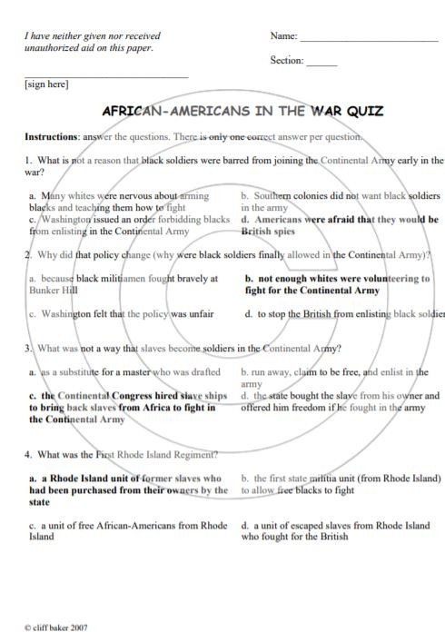 African-Americans in the Revolutionary War mini-unit, including text ...