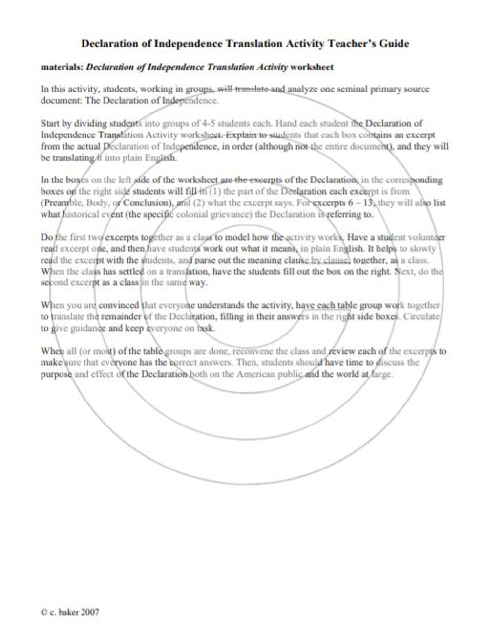 Declaration of Independence primary source translation and analysis ...