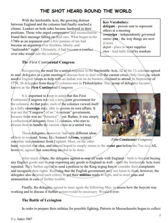 The American Revolutionary War and Independence - supplemental text ...