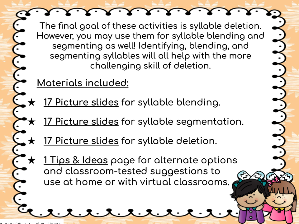 Distance Learning Phonological Awareness Three Syllable Words
