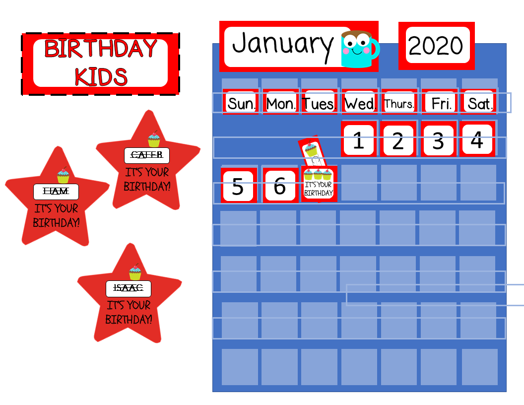 BIRTHDAY DISPLAY WITH CALENDAR CARDS