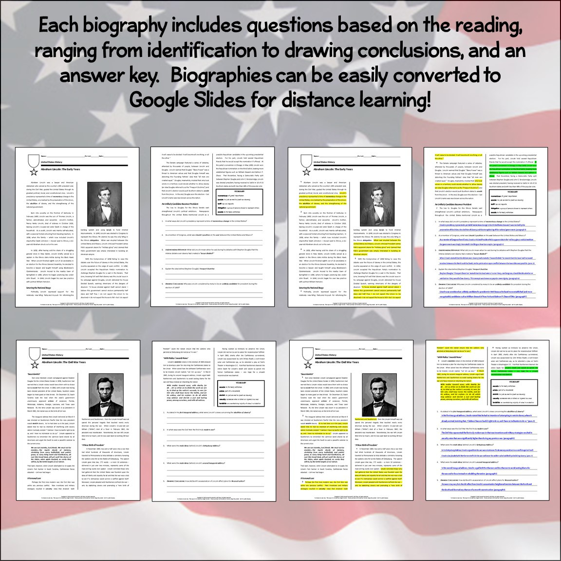 Biography Bundle: Abraham Lincoln (Distance Learning Option) - Amped Up ...