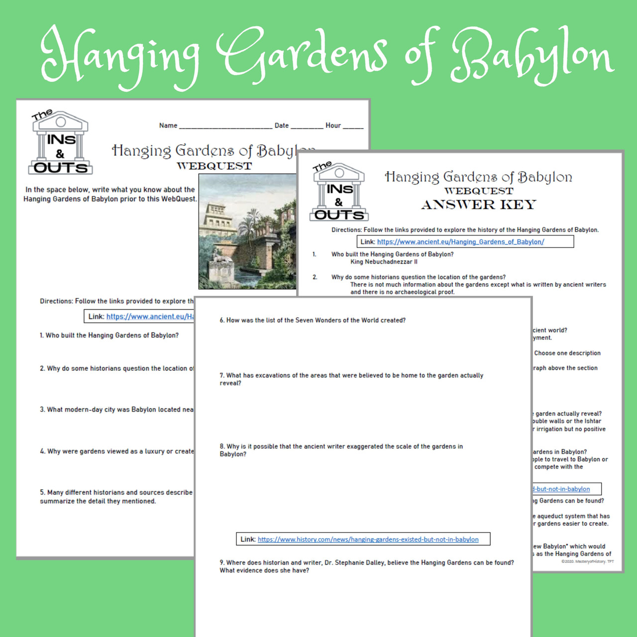 Hanging Gardens of Babylon WebQuest (Google Compatible) - Amped Up Learning
