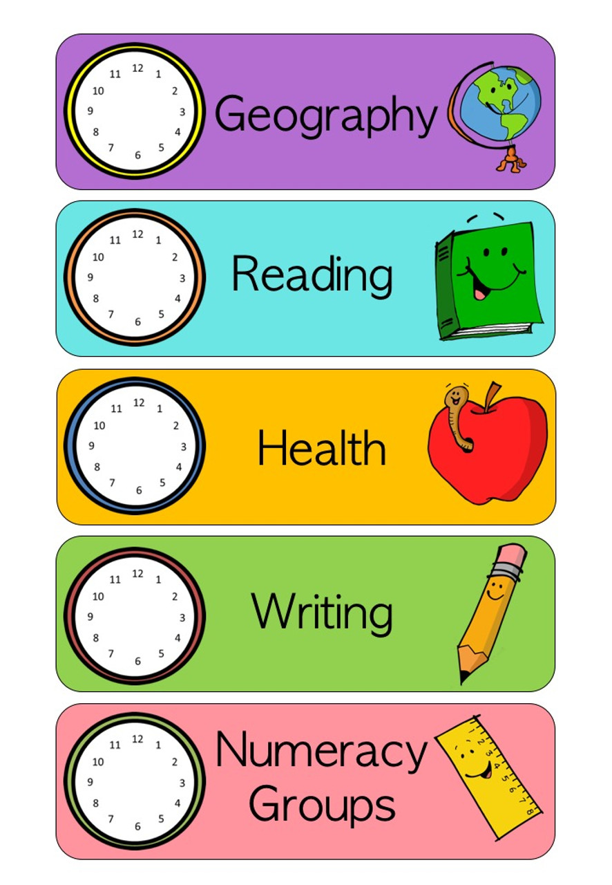 Visual Timetable with Analog Clocks