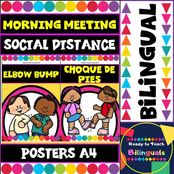 Morning Greeting Social distance Posters - Bilingual