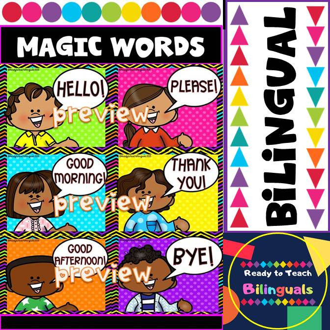 Magic Words / Palabras Mágicas Posters - Bilingual Set - Amped Up Learning
