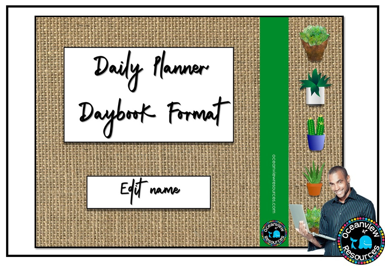 Daybook Planner for Teachers- BURLAP AND CACTUS - Amped Up Learning