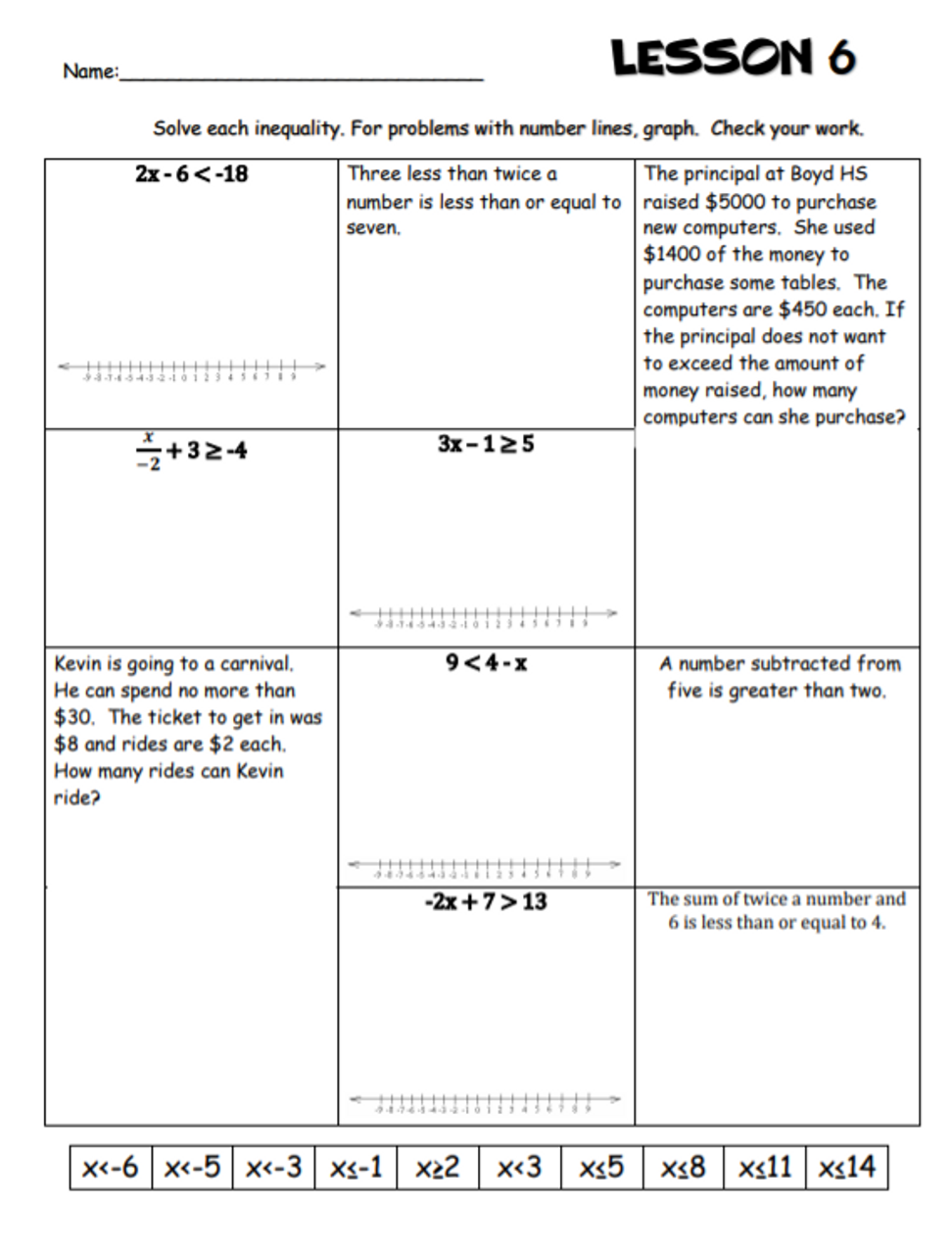 Equations and Inequalities - Assignments - Amped Up Learning