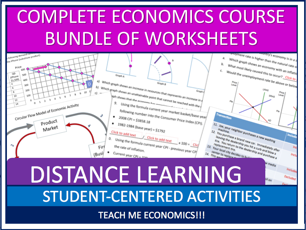 Complete Economics Course Bundle of Worksheets Distance Learning Google ...