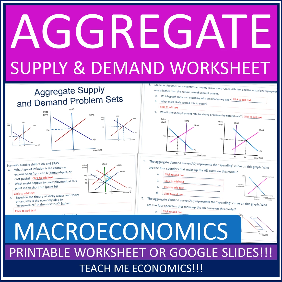 Aggregate Supply and Demand Worksheet Distance Learning Google Slides ...