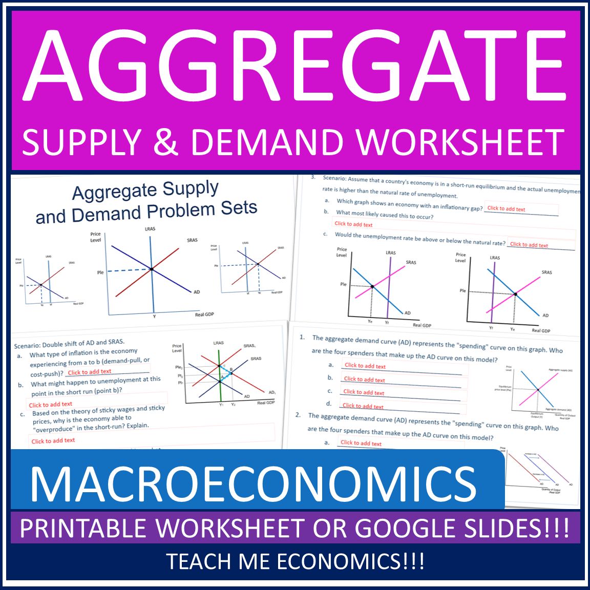 Aggregate Supply and Demand Worksheet Distance Learning Google Slides ...