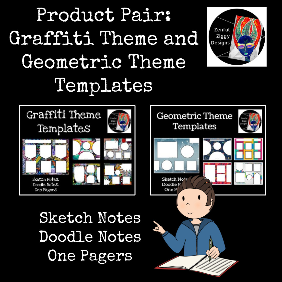 Product Pair: Sketch Notes, Doodle Notes, One Pagers (Graffiti and ...