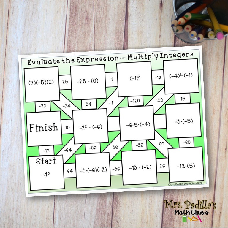 Multiplying Integers Activity Pack