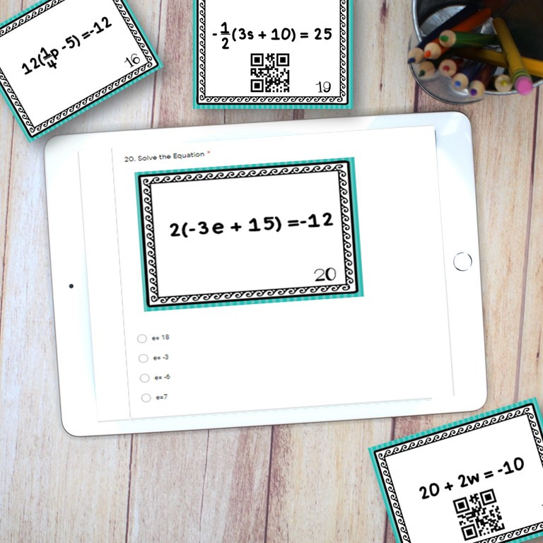 Two-step Equations Digital/Printable/QR codes Task Cards - Amped Up ...