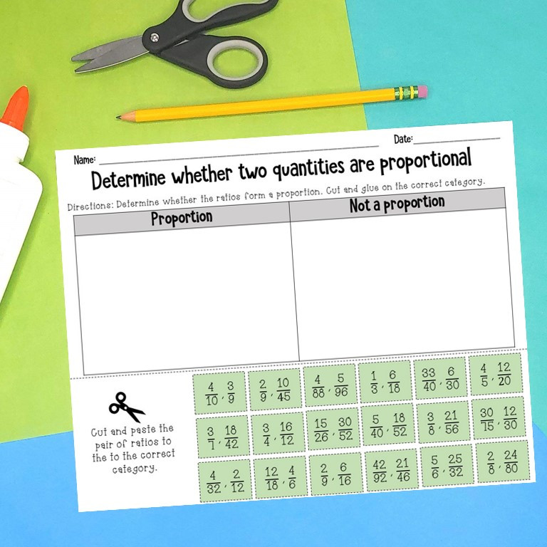 Proportions Digital and Printable Sorting Activity - Amped Up Learning