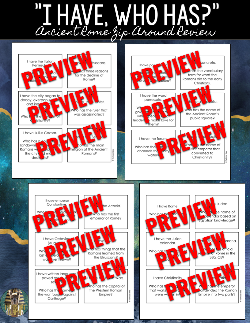 "I Have, Who Has?" Ancient Rome Zip Around Review - Google Drive ...