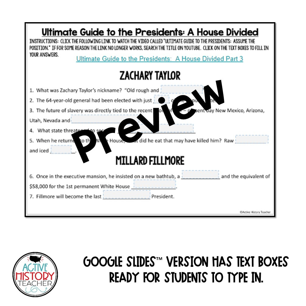 Ultimate Guide to the Presidents Video Worksheet Part 3 Print and ...