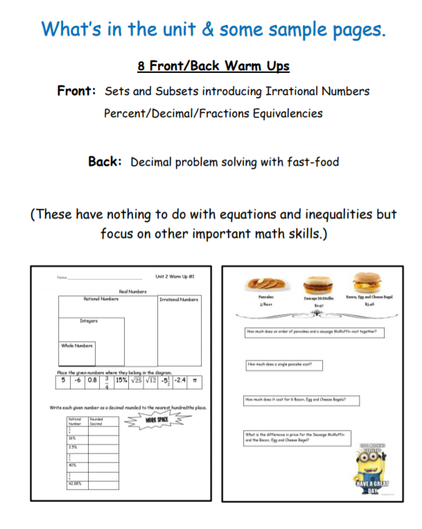 7th Grade Equations and Inequalities Unit - Amped Up Learning