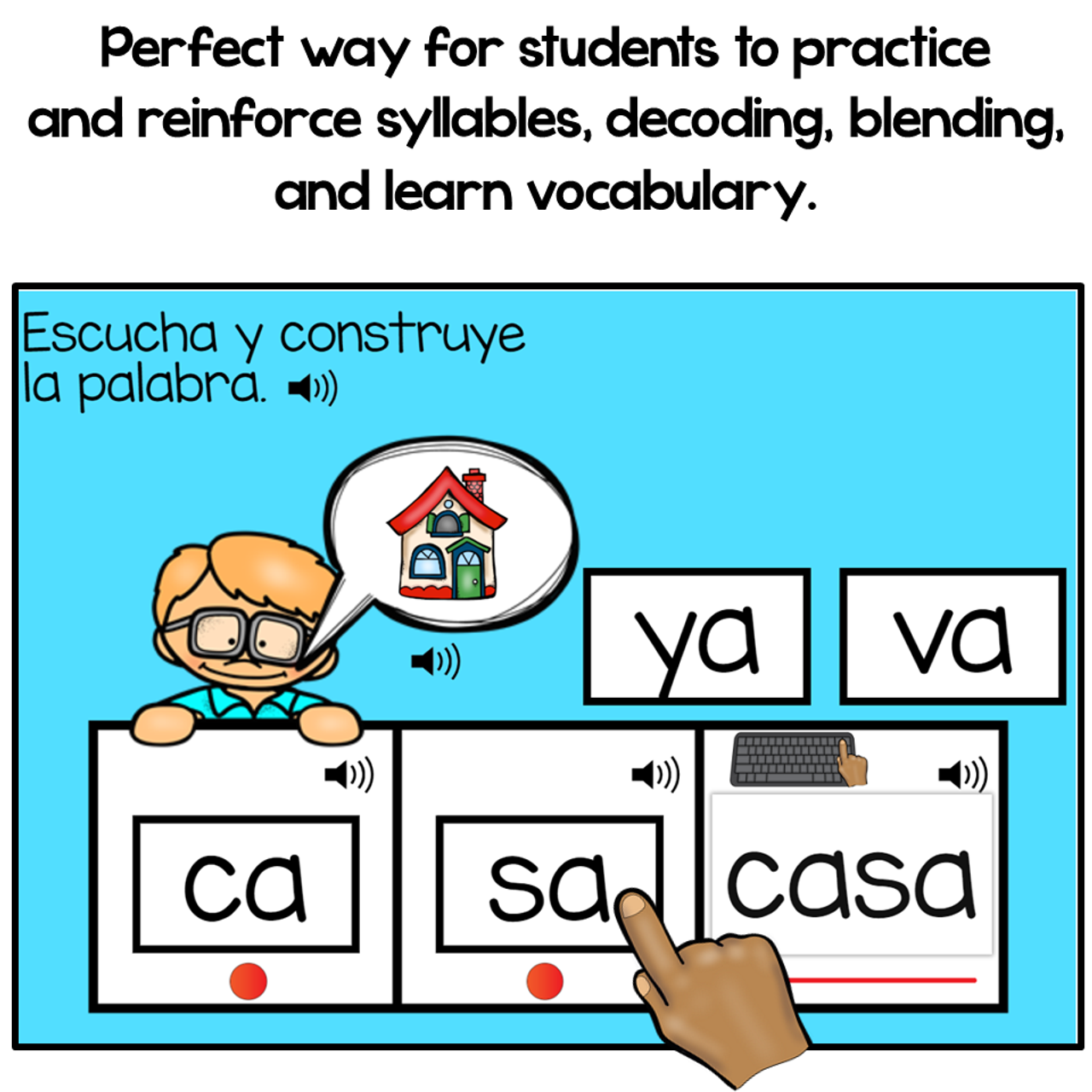 BOOM Cards Escucha y construye palabras de dos sílabas. Distance ...