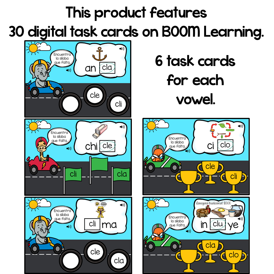 BOOM Cards Sílabas trabadas Cl (cla, cle, cli, clo and clu)- Distance ...