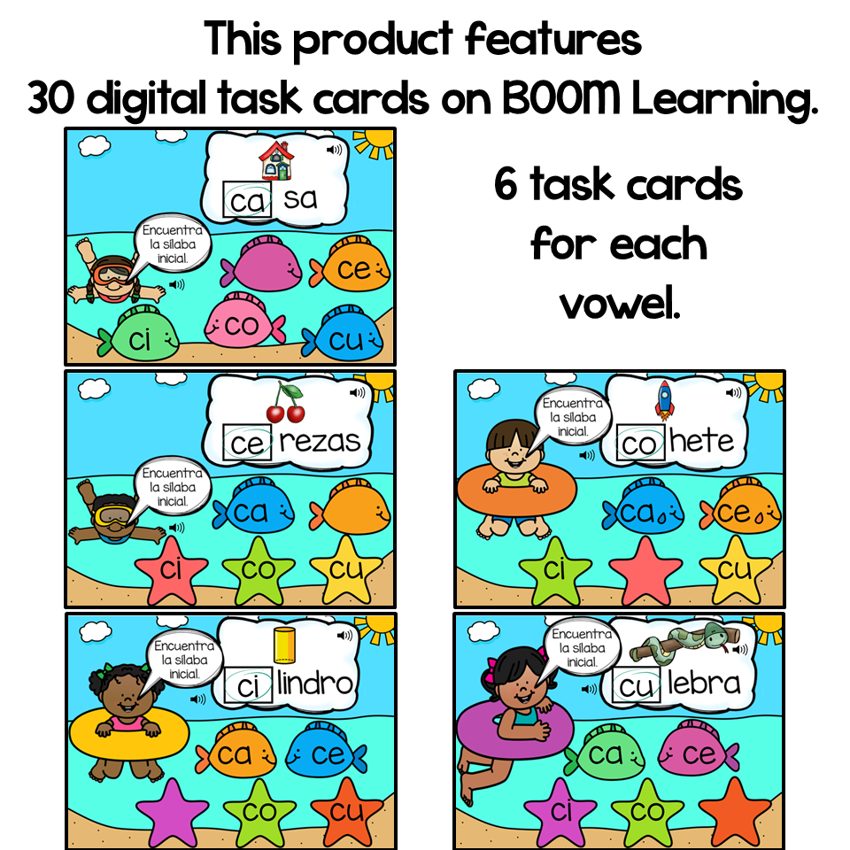BOOM Cards Sílabas iniciales-ca, ce, ci, co, cu (Distance Learning ...