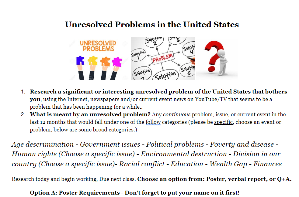 Unresolved Problems and possible Solutions Activity Distance Learning ...