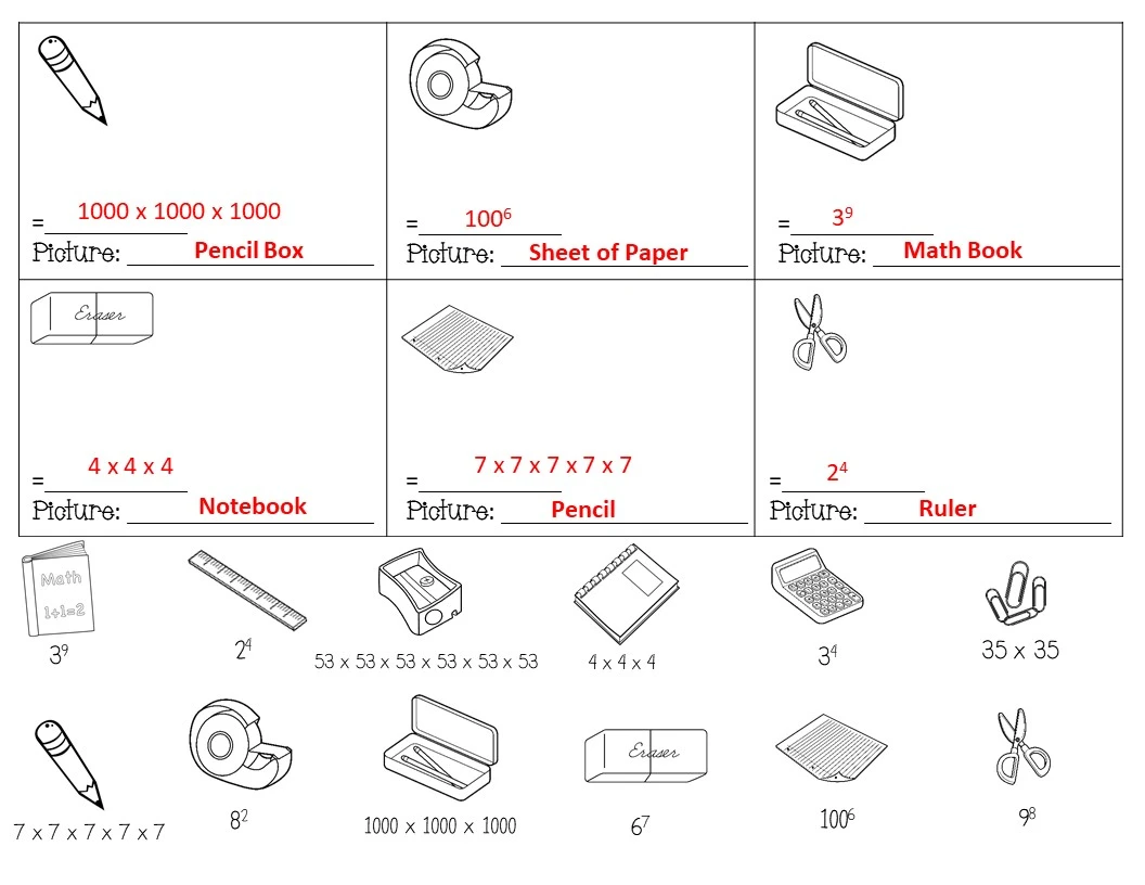 Exponents Introduction Scavenger Hunt - Amped Up Learning