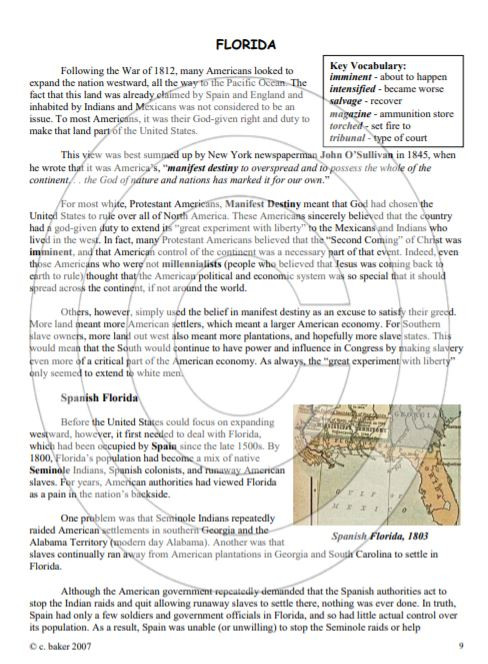 Westward Ho! Expansion of the Continental US 1783-1848, supplemental ...