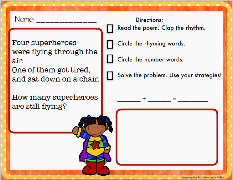 Integrated Word Problem Poem Pack (Subtraction within 10) - Amped Up ...