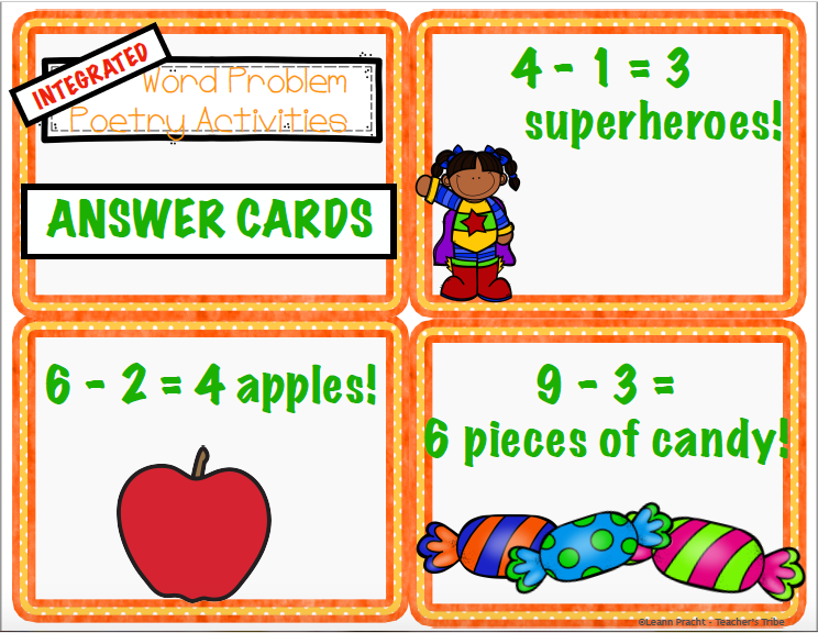 Integrated Word Problem Poem Pack (Subtraction within 10) - Amped Up ...