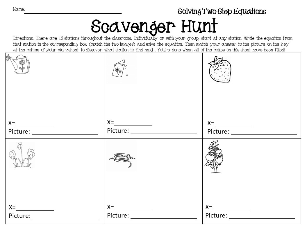Solving Two Step Equations Scavenger Hunt - Amped Up Learning