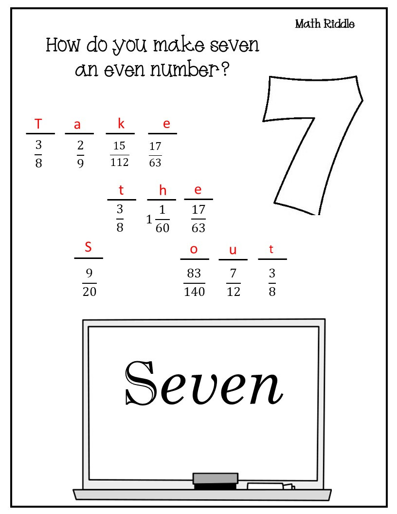 Fractions Adding & Subtracting Riddle Activity - Amped Up Learning