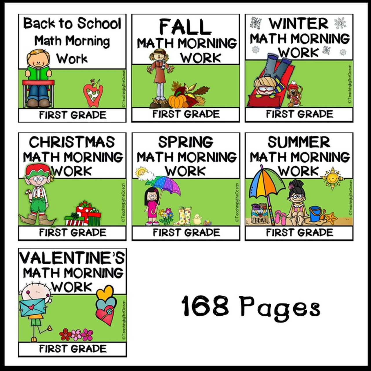 1st Grade Morning Work - Math - All Year Bundle - Amped Up Learning