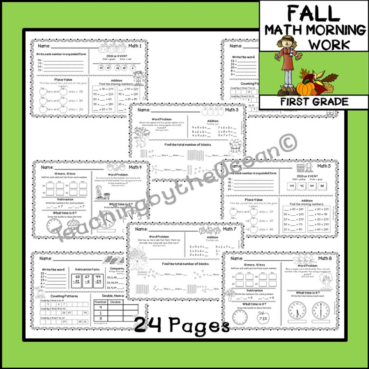 1st Grade Morning Work - Math - All Year Bundle - Amped Up Learning