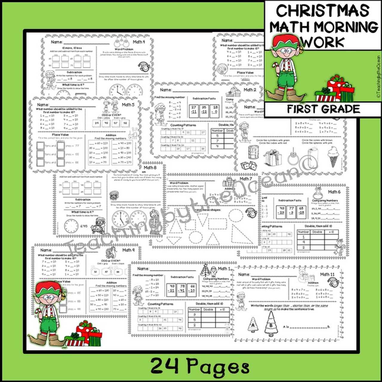 1st Grade Morning Work - Math - All Year Bundle - Amped Up Learning