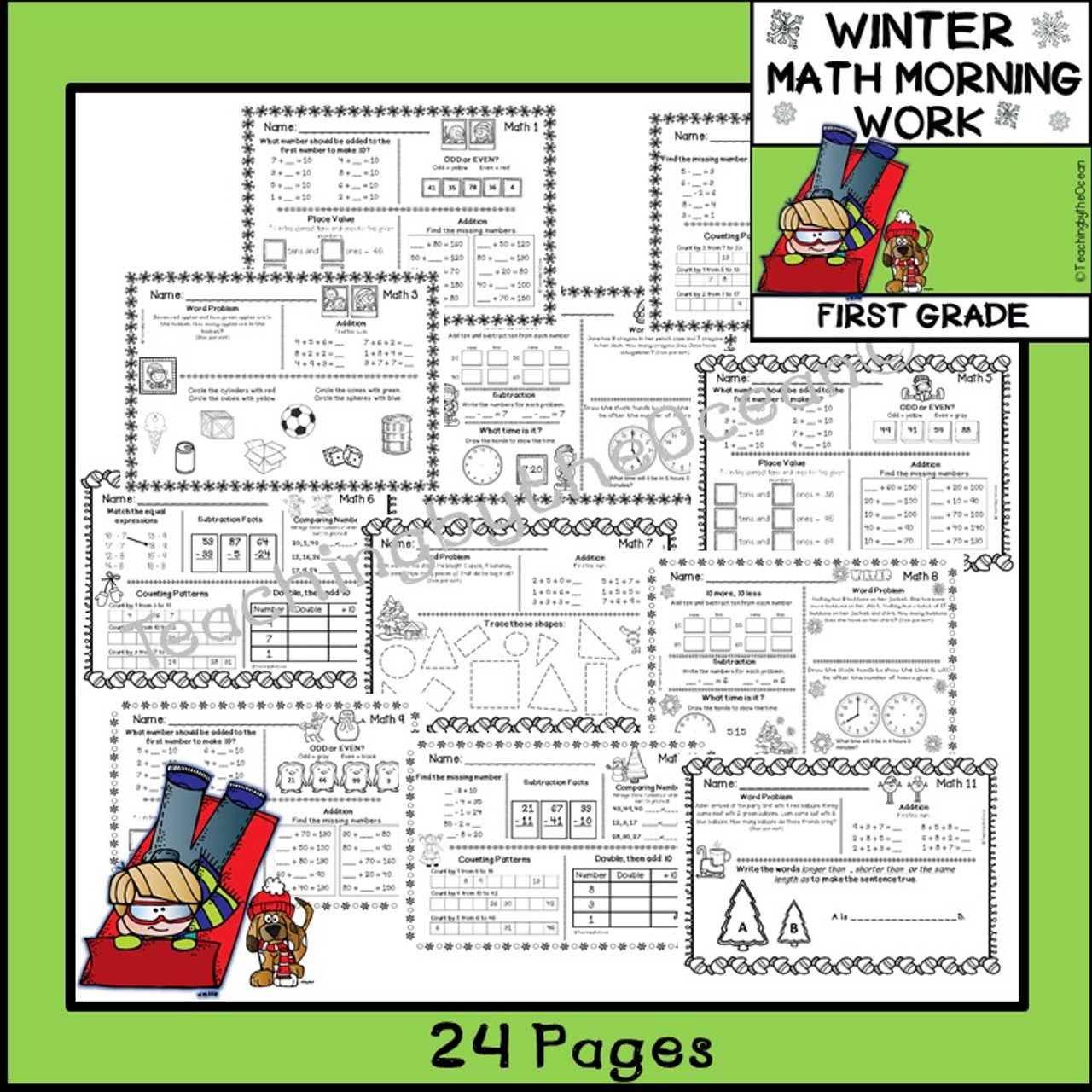1st Grade Morning Work - Math - All Year Bundle - Amped Up Learning