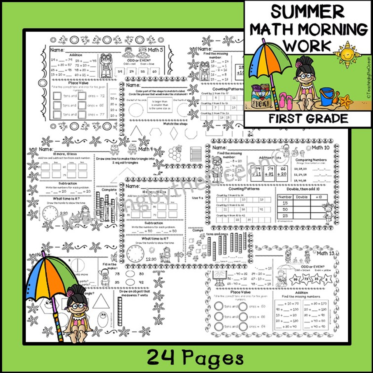 1st Grade Morning Work - Math - All Year Bundle - Amped Up Learning