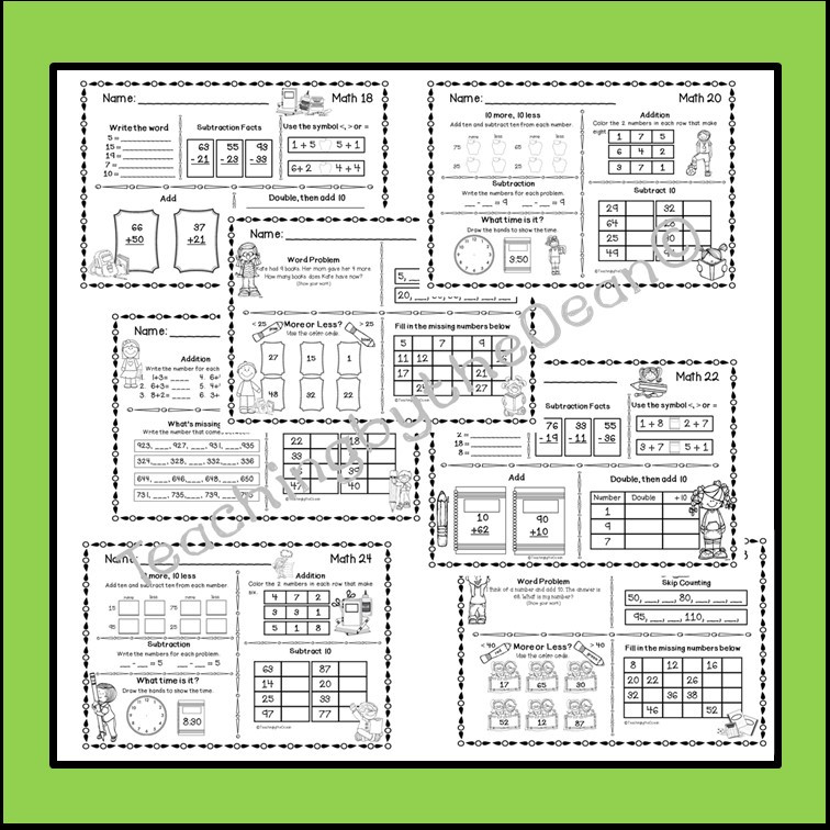 1st Grade Morning Work - Math - Back to School - Amped Up Learning