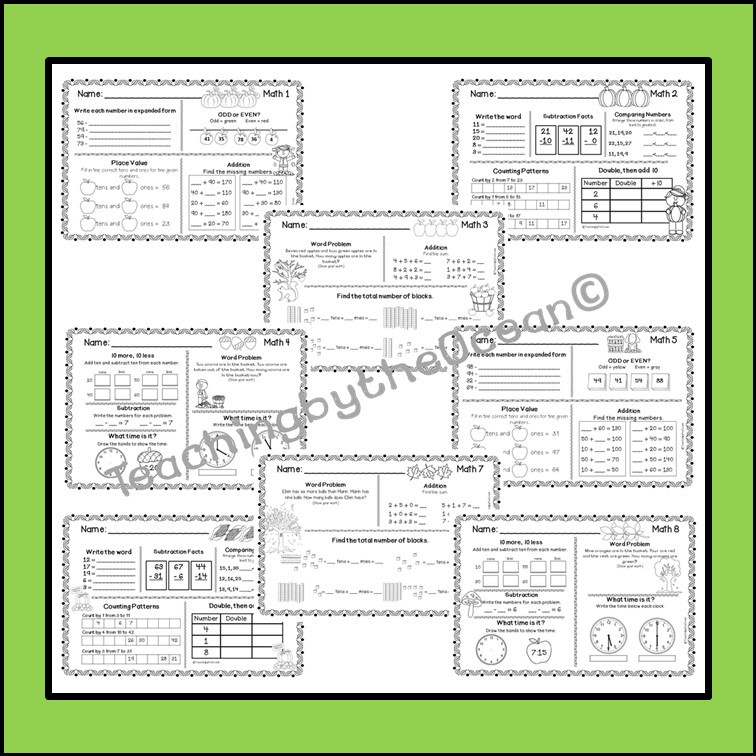 1st Grade Morning Work - Math - Fall - Amped Up Learning