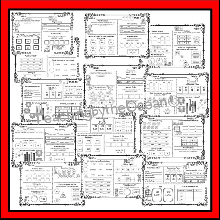 2nd Grade Morning Work - Math - Fall
