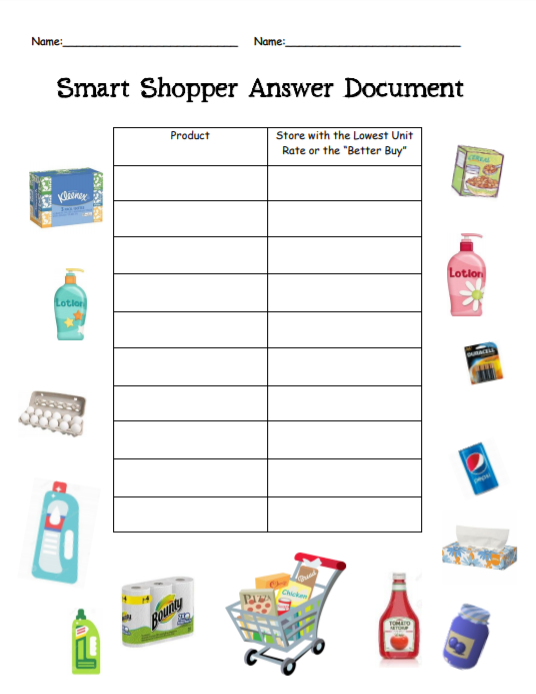 Unit Rates Notes and Smart Shopper Activity - Amped Up Learning