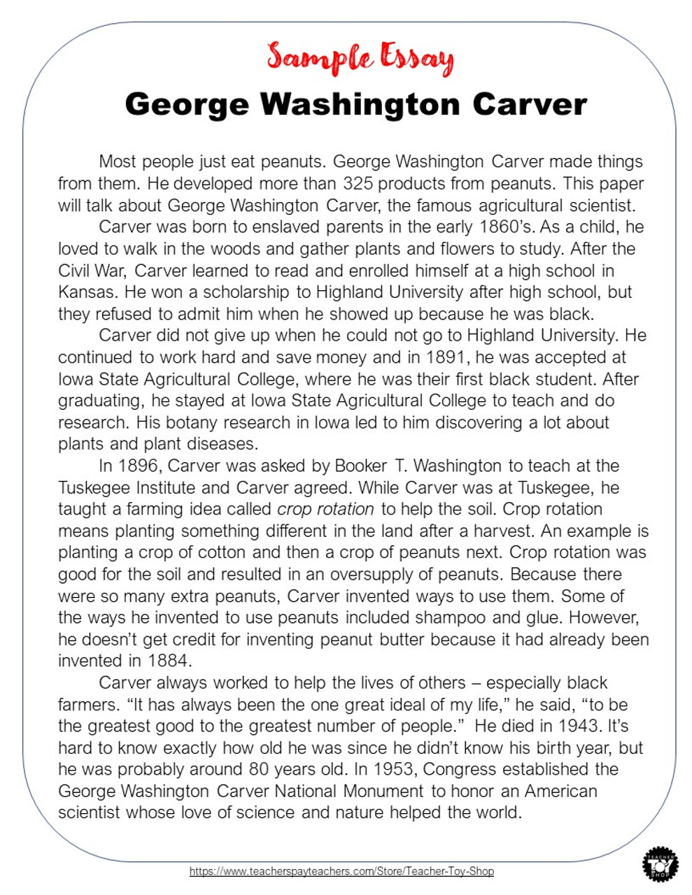 George Washington Carver | Writing Across the Curriculum - Amped Up ...