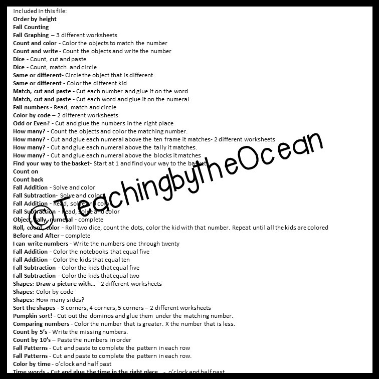 Kindergarten Math NO PREP Fall - Amped Up Learning