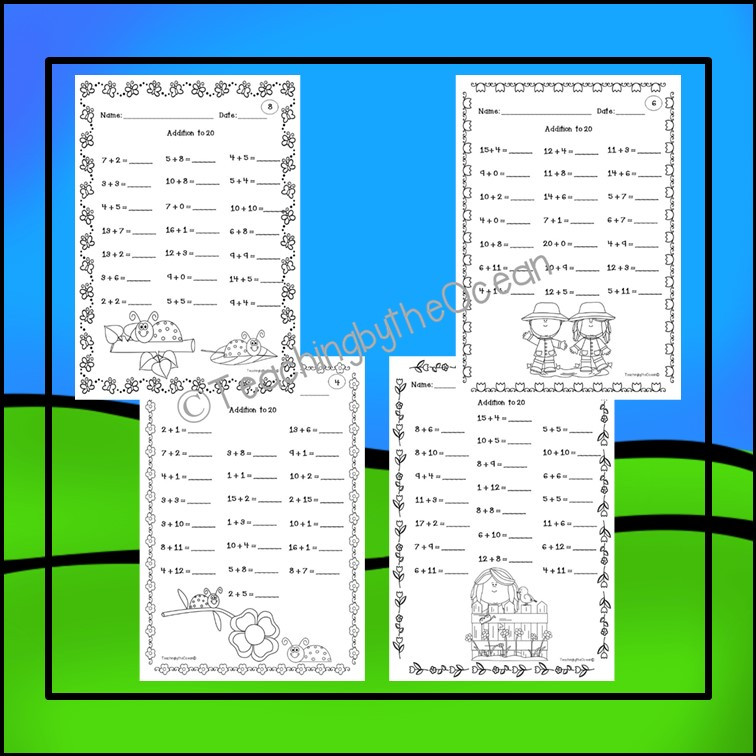 Spring Addition to 20 Fact Fluency Worksheets - Amped Up Learning