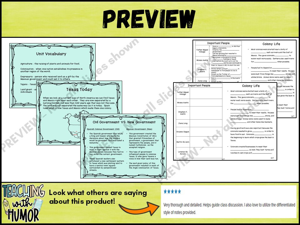 Texas Colonization & Empresario System **BUNDLE** - Amped Up Learning