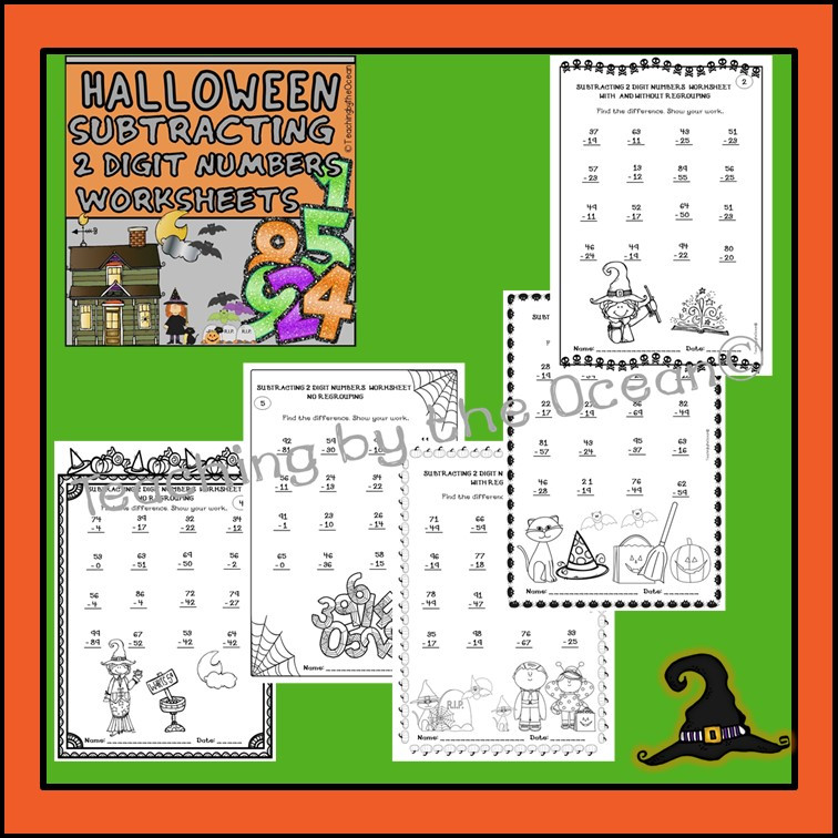 2 Digit Addition and Subtraction Worksheets - Halloween Themed - Amped ...