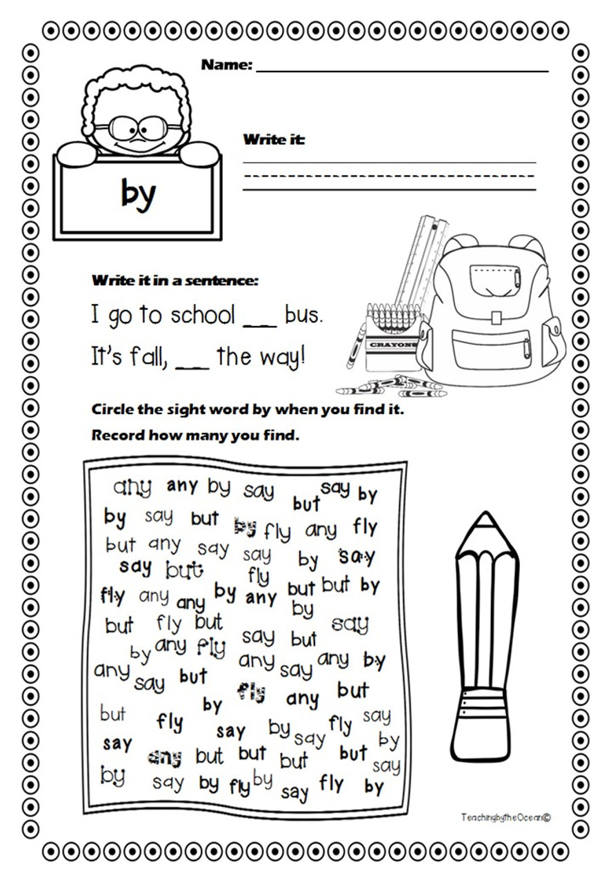 First Grade Sight Words Worksheets - Back to School Themed - Amped Up ...