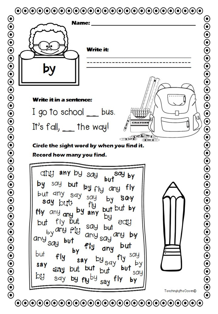 First Grade Sight Words Worksheets - Back to School Themed - Amped Up ...