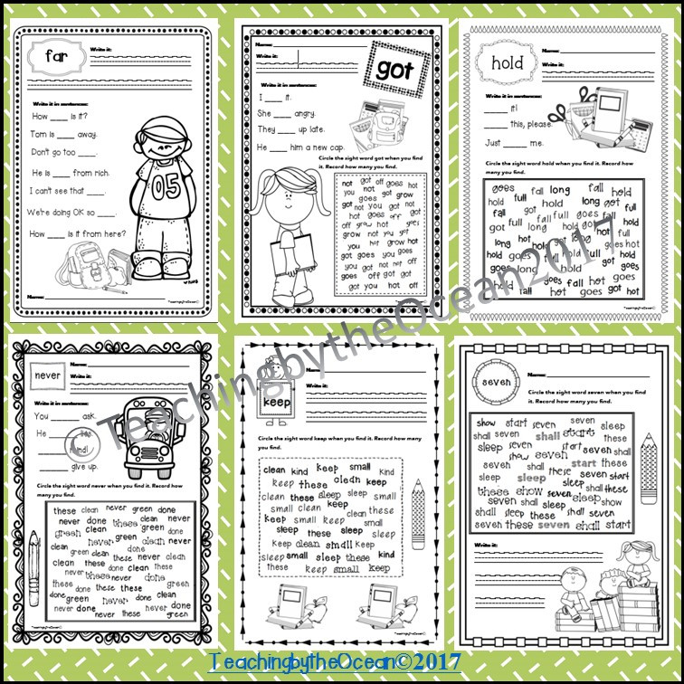 Third Grade Sight Words Worksheets - Back to School Themed - Amped Up ...