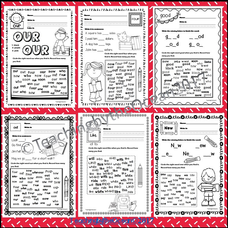 Primer Sight Words Worksheets - Back to School Themed - Amped Up Learning